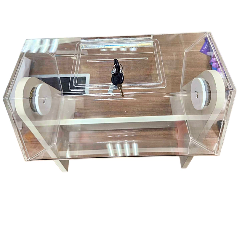 Buy Clear Acrylic Raffle Drum With Wooden Stand – Rotating Lucky Draw ...